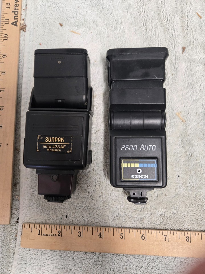 lot of 2, camera angle flash, rokinon 2600, sunpak 433AF, untested ...
