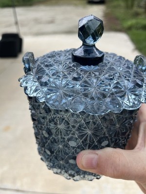 Fenton Art Glass BLUE Daisy & Button Ice Bucket / Lidded Candy Jar | eBay