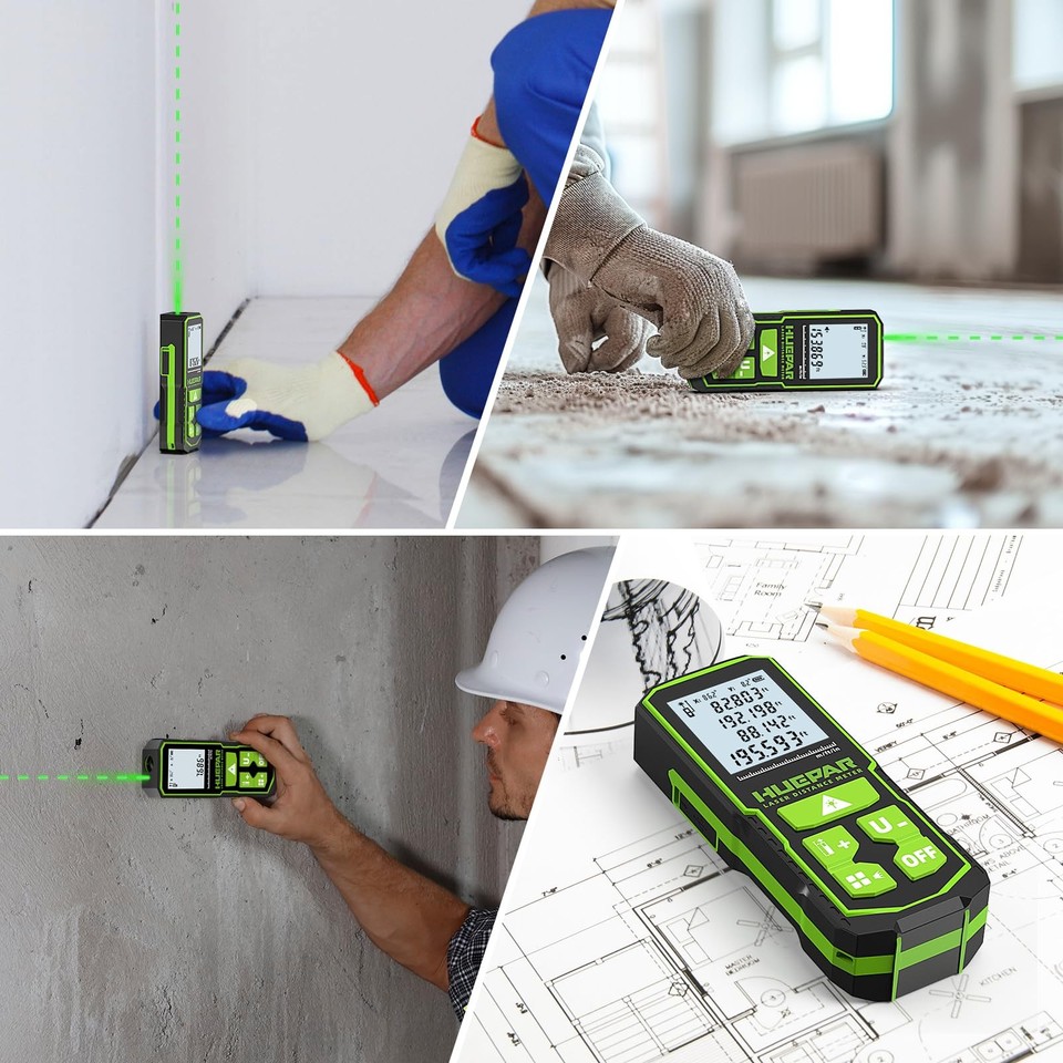 393FT Professional Green Laser Measuring Tool with Angle Sensor, 1/16in ...