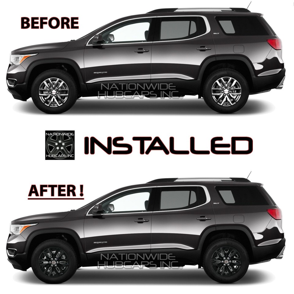 4 for GMC ACADIA 2017-2019 Black 18" Wheel Skins Hub Caps Aluminum Rim ...