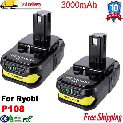 2Pack 3.0Ah Replace For RYOBI 18V 18 Volt Lithium-ion Battery P108 BPL ...