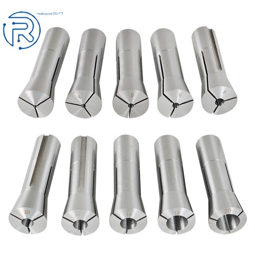 10Piece R8 Round Spring Collet 3, 4, 5, 6, 8, 10, 12, 14, 18 and 20mm ...