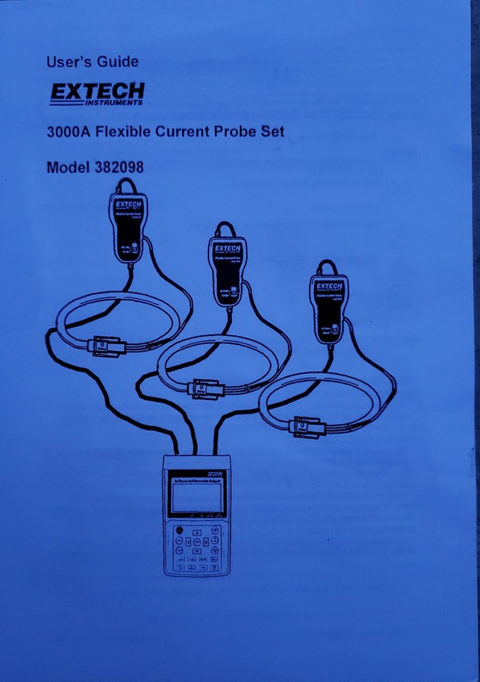 Extech 382098 blue 3000a flexible current clamp probe for 382095 382096 ...