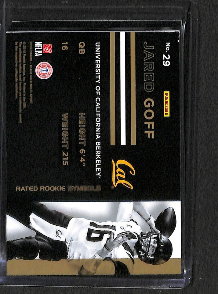 2016 Panini Black and Gold Rated Rookie Symbols #29 Jared Goff No 95 of ...