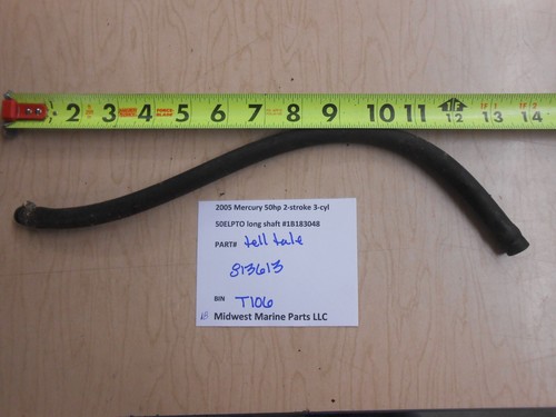 813613 2005 Mercury 50hp 50ELPTO Outboard Motor tell-tale fitting hose ...