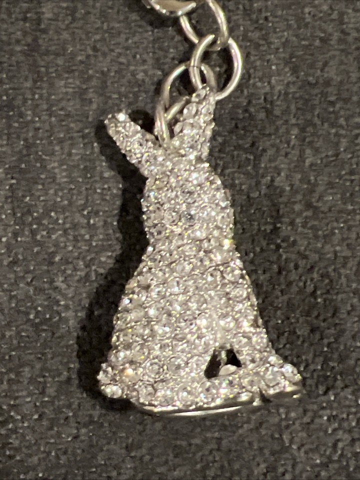 Kate Spade Rhinestone Bunny Rabbit Bag Charm Key Ring Silver Keychain ...