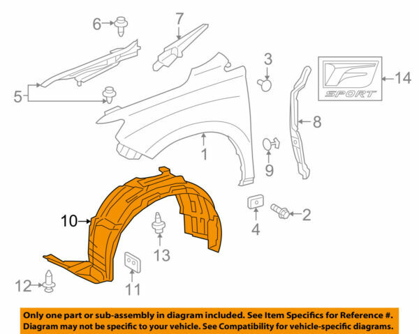 53805-48090 Toyota Liner, front fender, rh 5380548090, New Genuine OEM ...