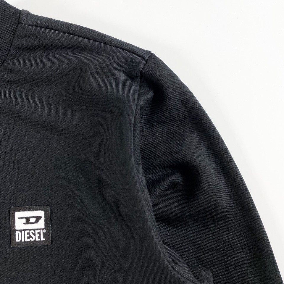 DIESEL Men’s Sweatshirt With D Logo Patch Black Crew Neck Regular Fit S ...