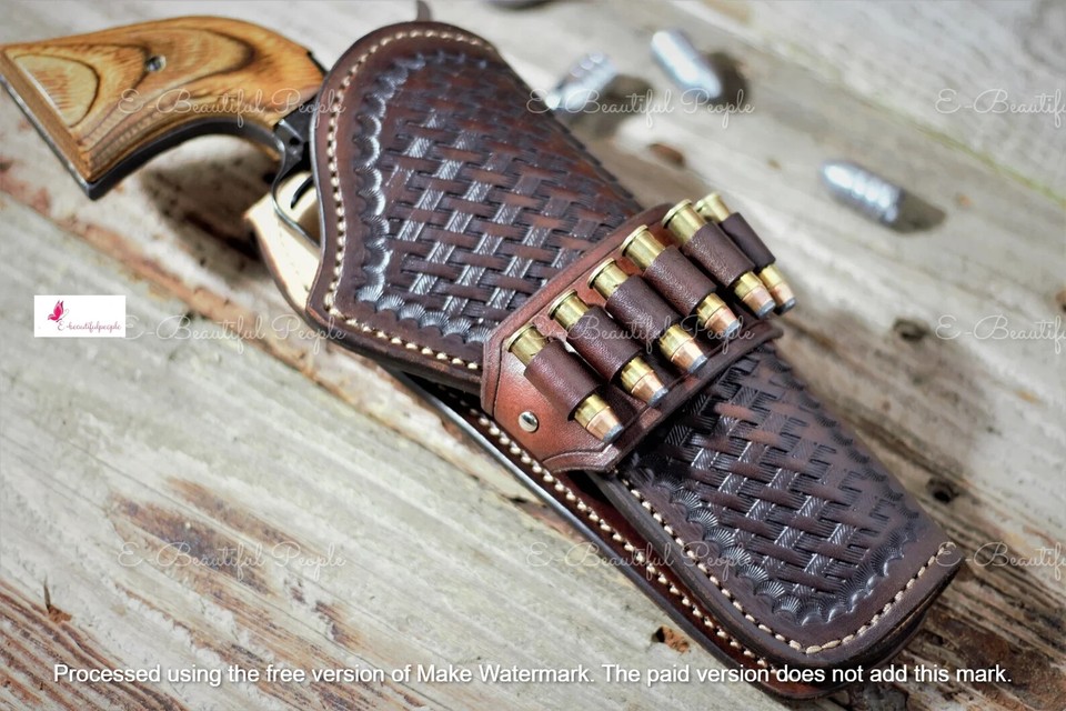 Bullet loops Caliber 22/38/44/45/357 Leather Holster Western basket ...