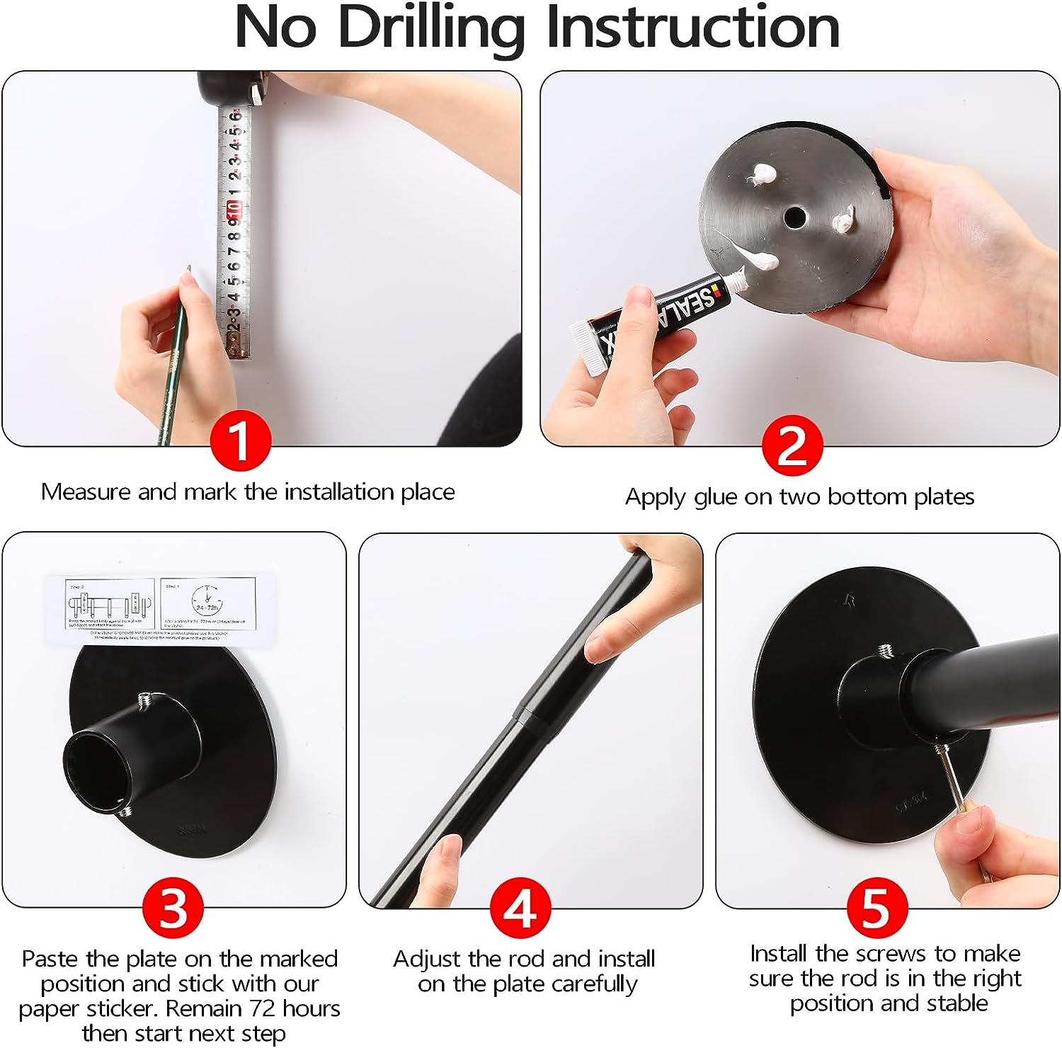 Adjustable Black Corner Shower Curtain Rod, 31-41 Inch Diamond Shaped ...