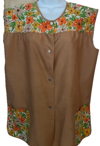 Vtg 60s/70s Smock Apron Snap Up Retro S M Hippy Floral | eBay
