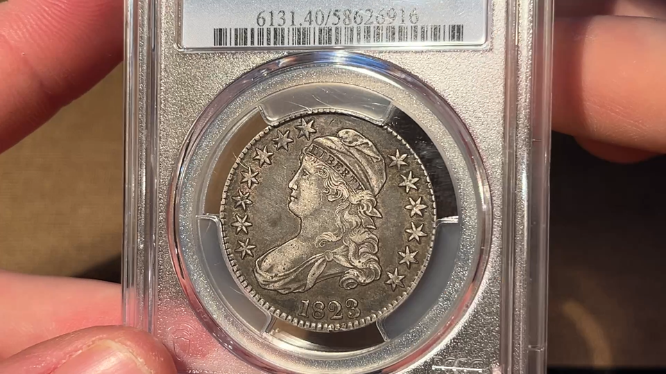 1823 O.106 Capped Bust half dollar, PCGS XF40 crusty original ...