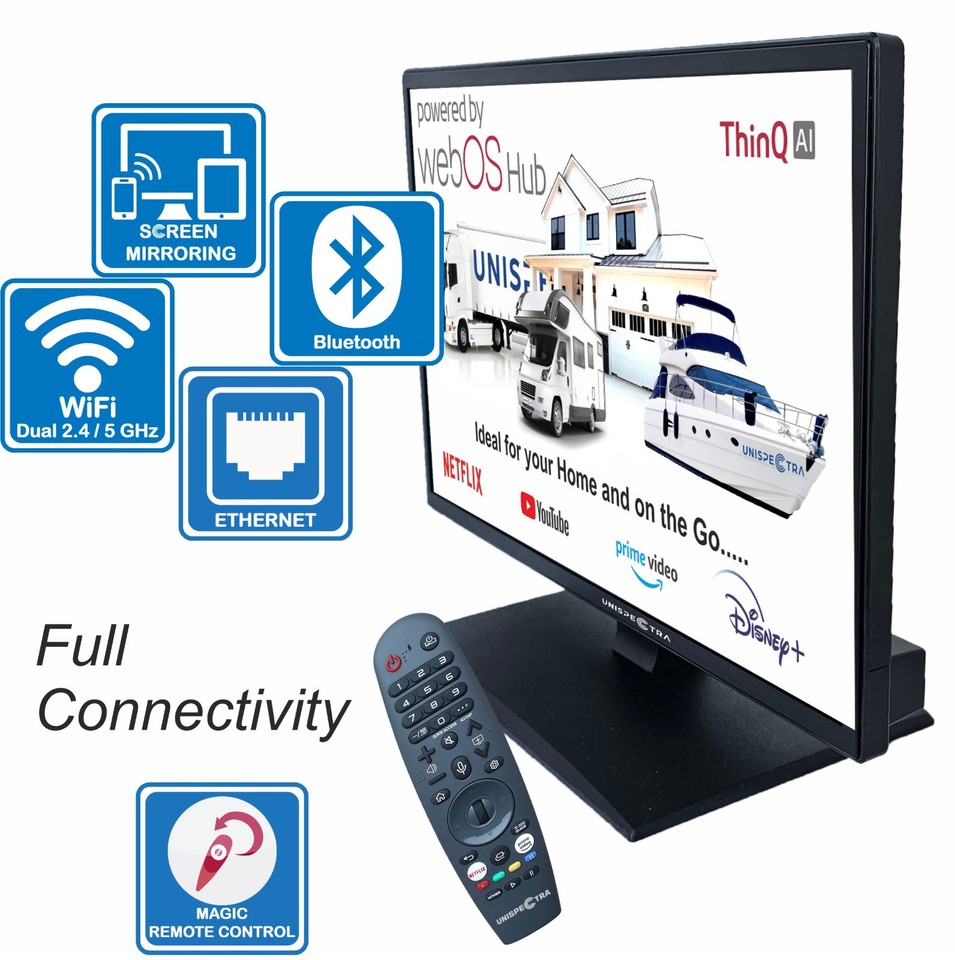 Unispectra® 19" Smart TV 12V (LG webOS) Magic Remote 240V Motorhome ...