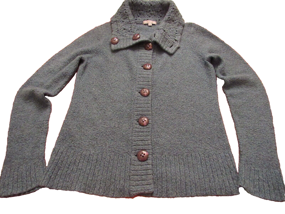 CLASSIQUES ENTIER SIZE S KNIT BUTTON CARDIGAN SWEATER CROCHET COLLAR | eBay