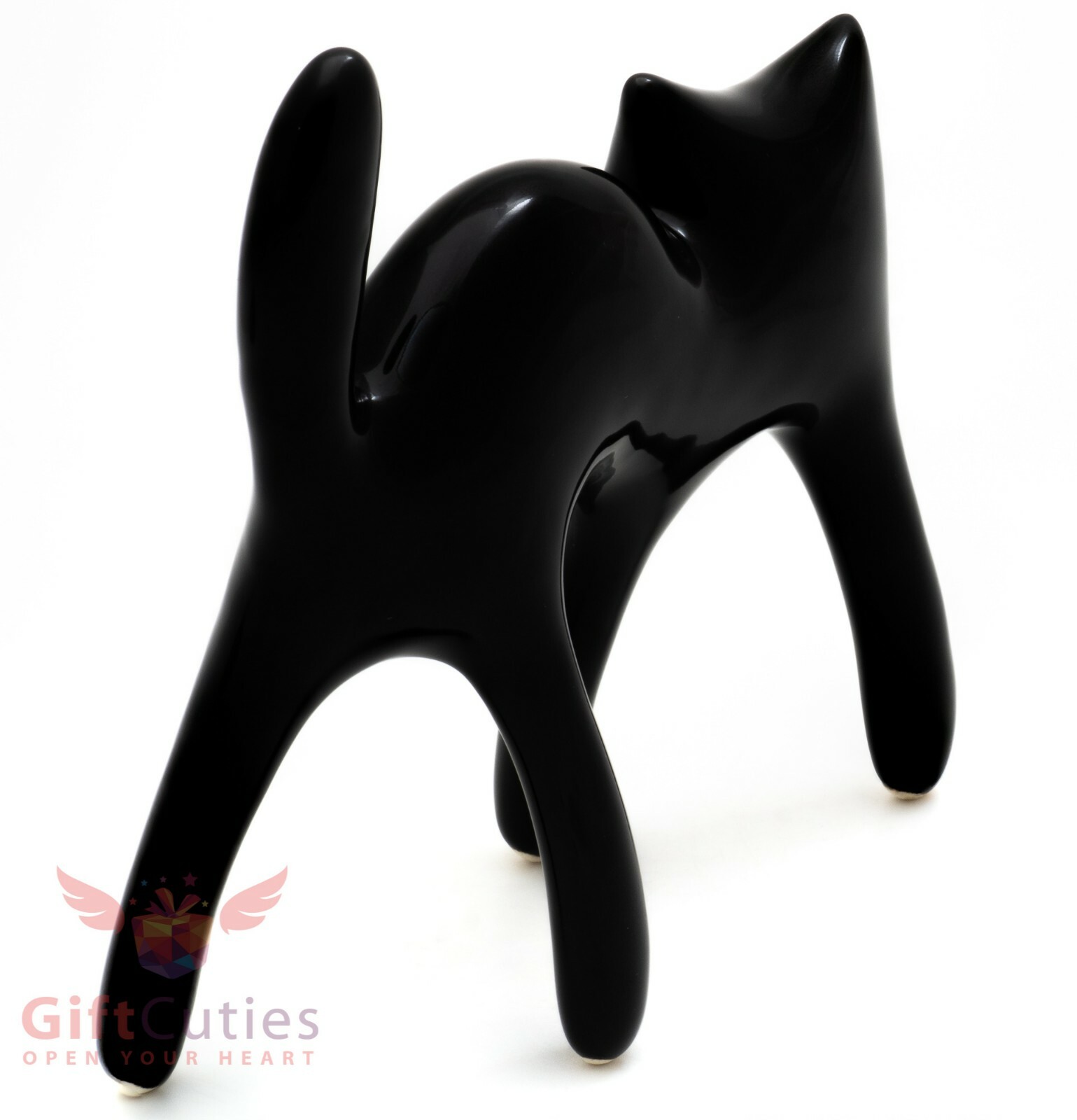 Porcelain Figurine of Black Angry Cat Kitty Kitten | eBay