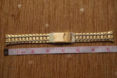 NOS GOLD TONE STAINLESS STEEL WATCH BRACELET FOLD OVER CLASP 20MM | eBay UK