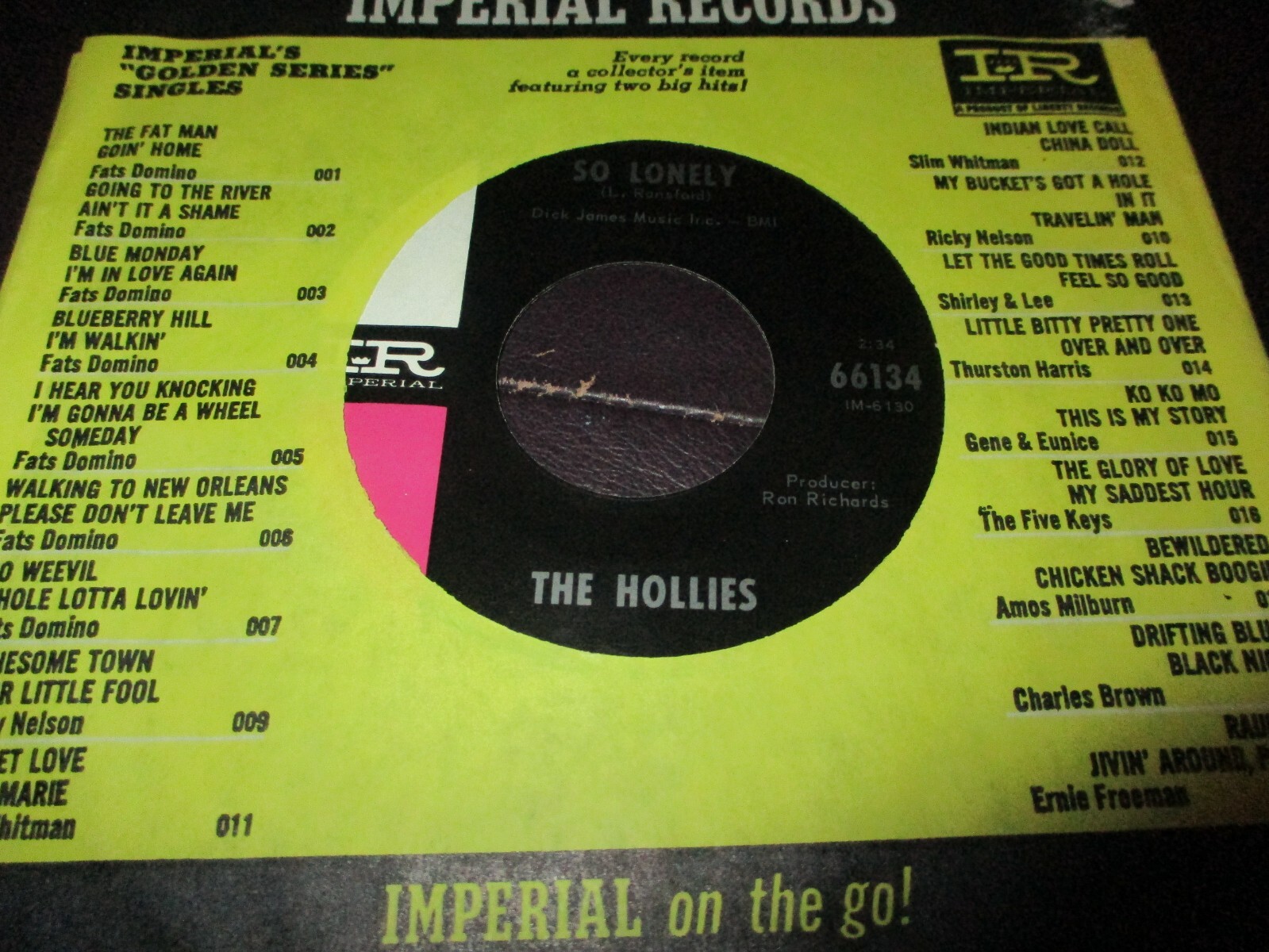 1965 THE HOLLIES Look Through Any Window W/So Lonely US 7" Imperial ...