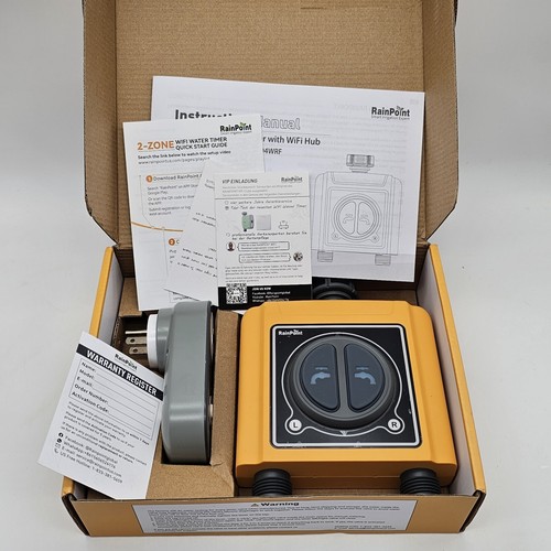 Rain Point Sprinkler Water Timer 2 Zone WiFi Brass Inlet Automatic ...