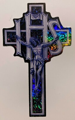 INRI IHS Crucifix Cross Sticker Prism Vending Machine Decal Jesus David ...