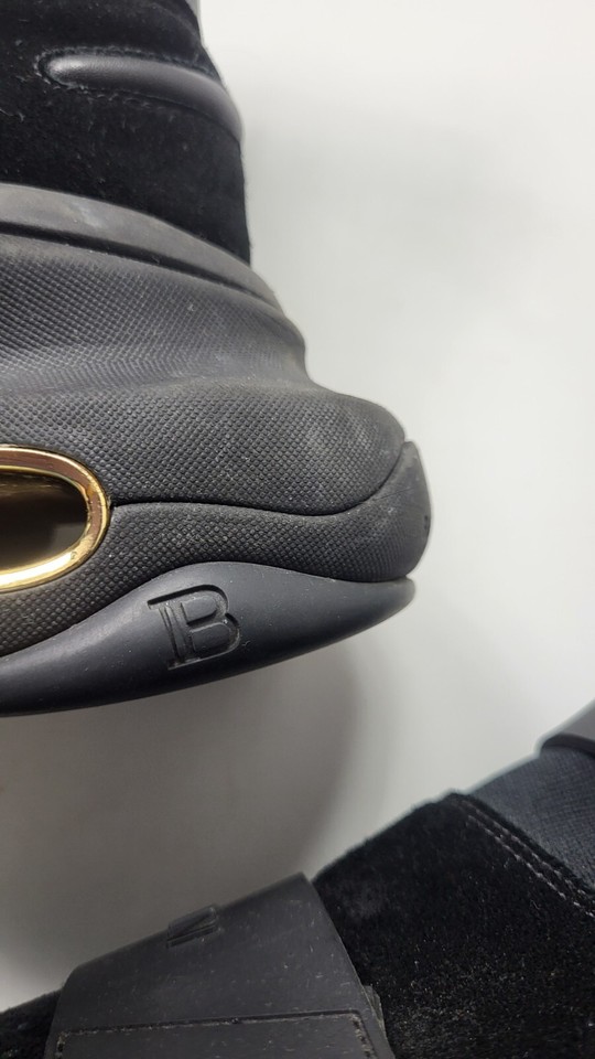 BALMAIN Mate Black Gold B-Bold High Top Sneakers Sock-like SHOES Size ...