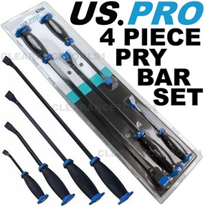 US PRO 4PC GUARD HANDLE PRY BAR SET 6766 HEAVY DUTY JEMMY CROW PRY BARS ...