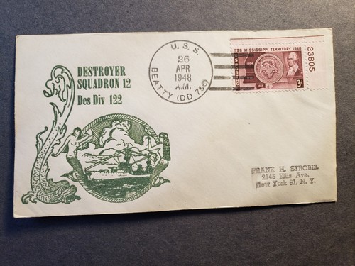USS BEATTY DD-756 Naval Cover 1948 MERMAID Cachet | eBay