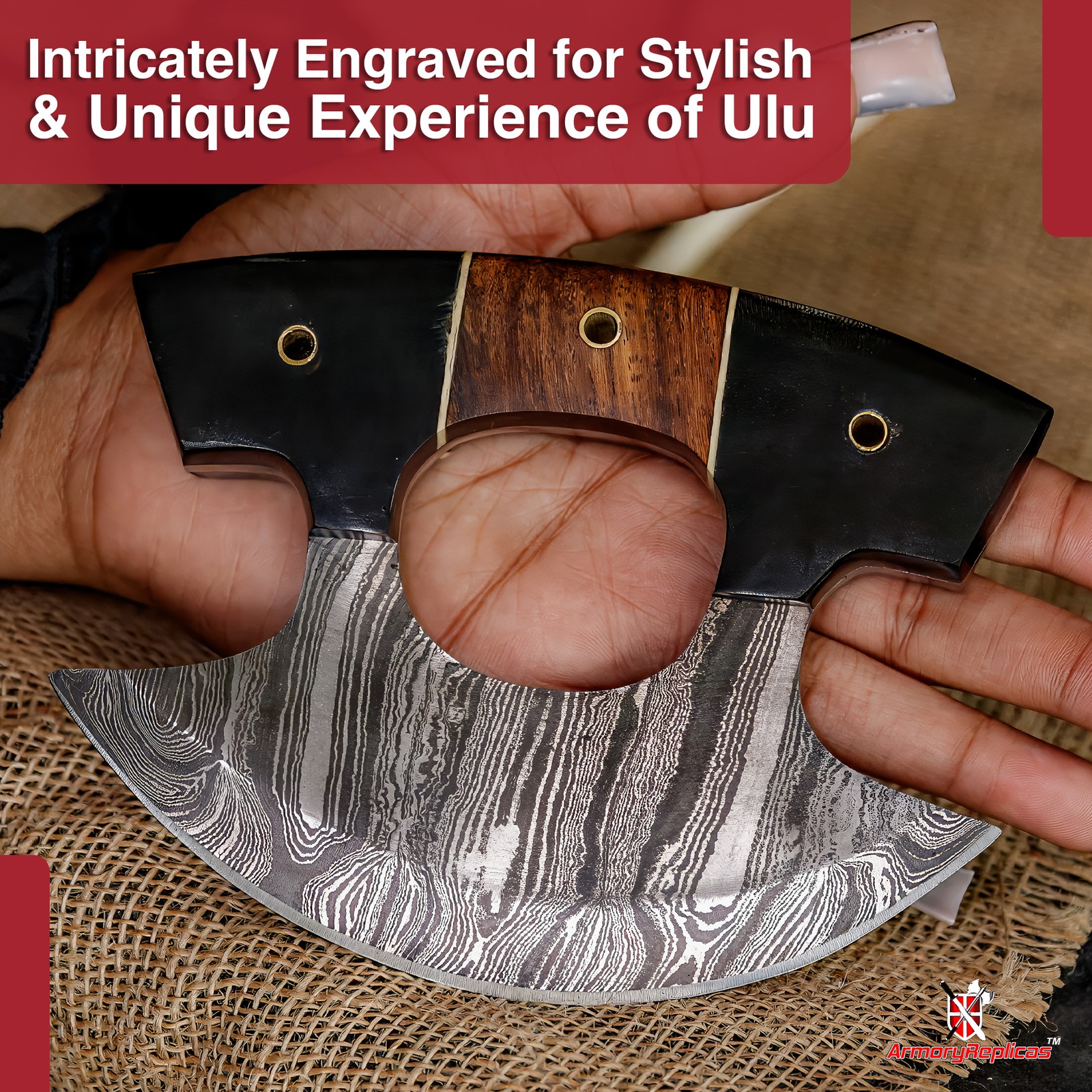 Hand-Forged Professional Alaskan Ulu Knife | Damascus Steel Pizza ...