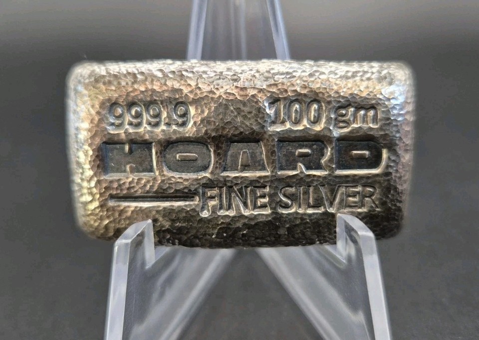 100g Fine Silver Bar 9999 Premium Bullion ~ Custom Hand Hammered Hoard ...
