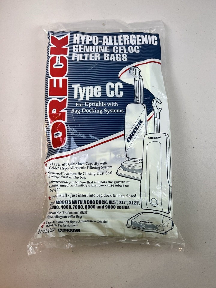 Pack of 8 Oreck Type CC Vacuum Cleaner Bags CCPK8DW Fit Oreck XL ...