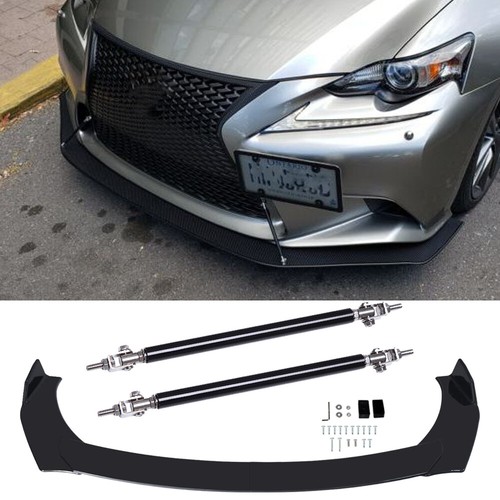 Glossy Front Bumper Lip Splitter Spoiler Strut Rods For LEXUS IS200t ...
