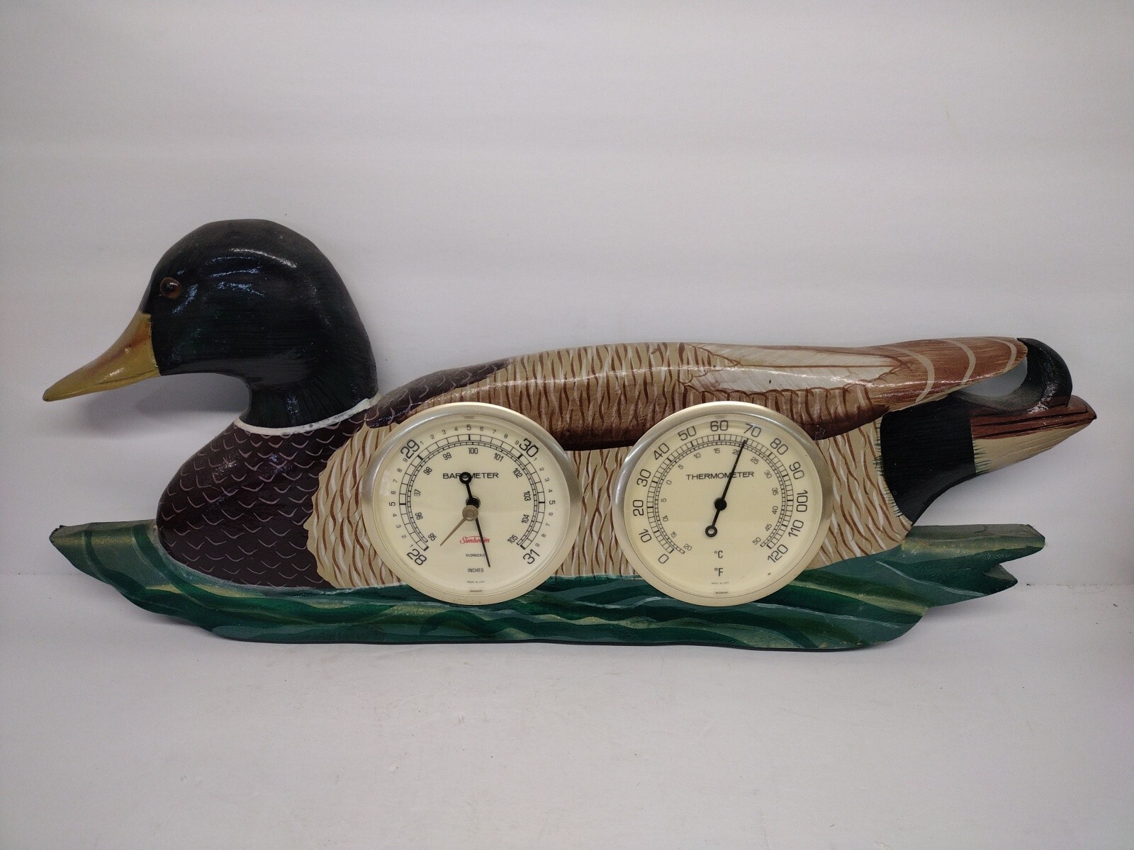 Vintage Sunbeam Duck Mallard Shaped Barometer Thermometer Wall Hanging ...