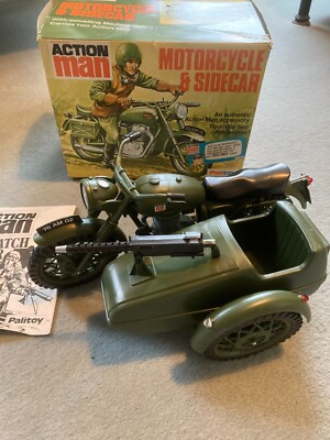 Vintage Action Man Motorcycle and sidecar with original box ...