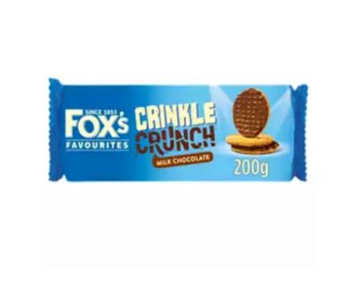 FOX'S CHOCOLATE CRINKLE CRUNCH BISCUITS 200G x 8 PACKS OTHER QUANTS ...
