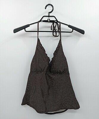 Baltex Swim Top Women’s Sz 14 Brown White Polka Dots Ruffle Halter ...