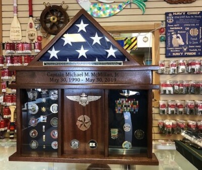 Military Memorabilia Display Case with Flag, Medals, and Insignia | eBay