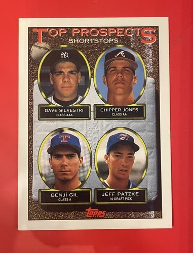 1993 Topps #529 CHIPPER JONES *EXMT+* Top Prospects Rookie Braves HOF ...
