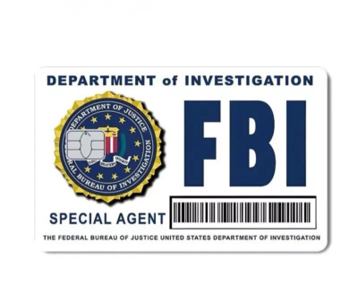 FBI Agent Card Skin (2-Pack) | Funny Parody Sticker for Cosplay Prop ...