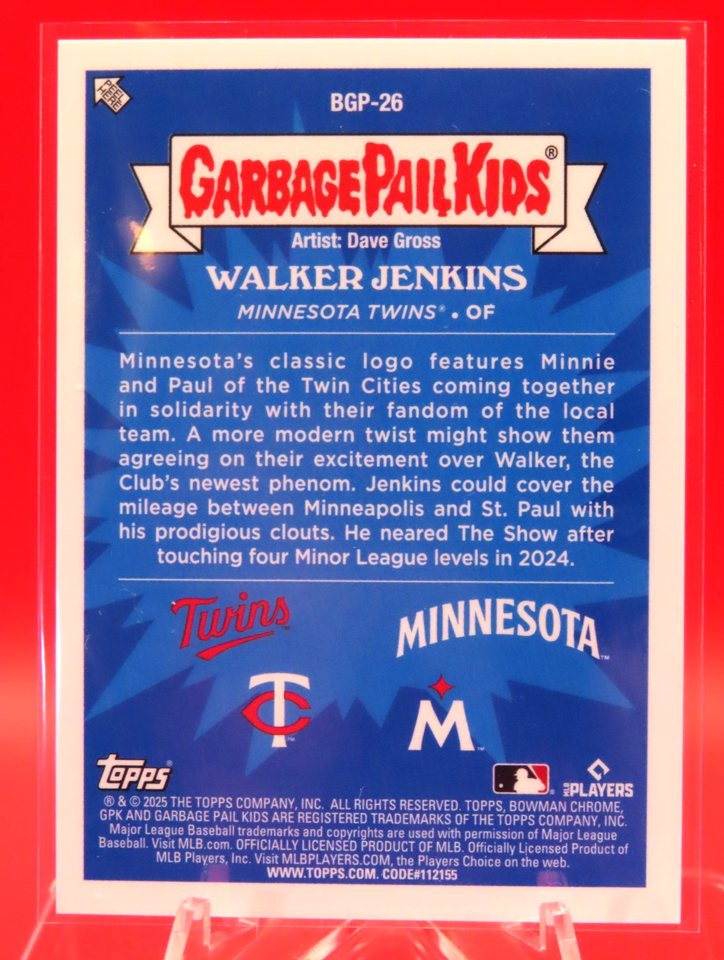 2025 Bowman Chrome WALKER JENKINS "Dead Ringer Walker" Garbage Pail ...