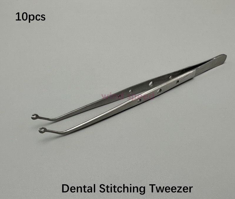10pcs Dental Surgical Lab Stitching Tweezer Serrated Tip Cotton ...