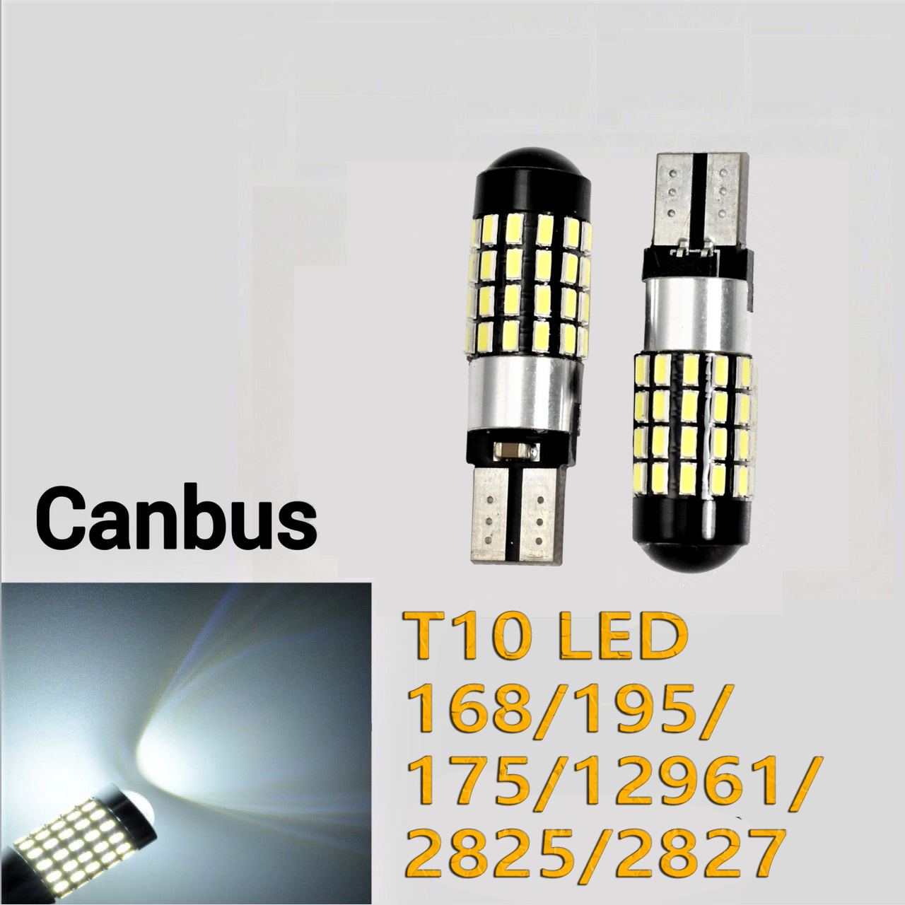 3rd Brake T10 T15 168 194 2825 12961 54SMD LED White Canbus K1 Fits ...