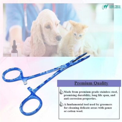 Dog Cat Groomer Pet Ear Care Hemostat Locking Forceps Straight 5.5 ...