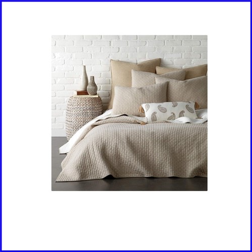 Reversible Cross Stitch Taupe Quilt Set - King Size with Two King Shams ...