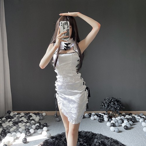 Sexy Lingerie Tight Night Gown Side Split Cheongsam Dress Hot Cosplay ...