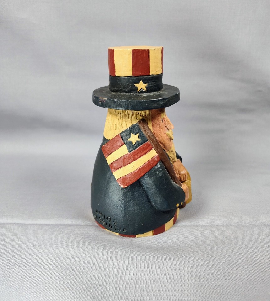 Uncle Sam Americana Folk Art Figurine Artist Signed 1991 Hand Carved ...
