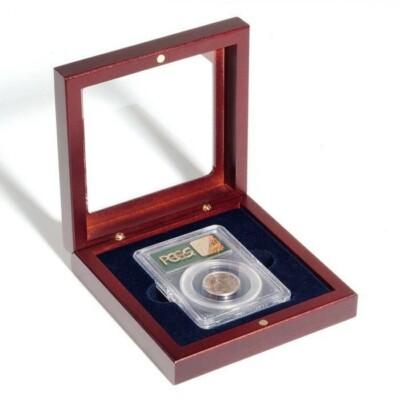 1 Slab Coin Display Box Mahogany Wood Style PCGS NCG ANACS Case w ...