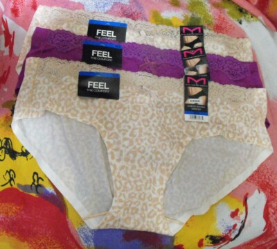 3 NEW MAIDENFORM COMFORT DEVOTION 40861 SYS LACE TRIM HIPSTER PANTIES ...