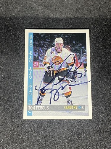 Tom Fergus 1992-93 O-Pee-Chee #356 Vancouver Canucks Signed Autographed ...