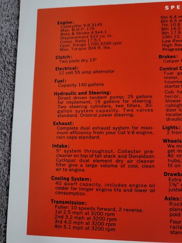 Vintage 1969 Steiger WILDCAT Tractor BROCHURE CAT 3145 V8 Diesel Engine ...