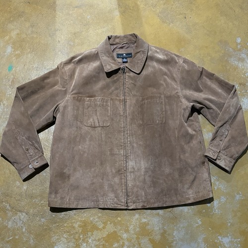 Consensus Suede Genuine Leather Jacket Shacket Tan Brown Collar Full ...