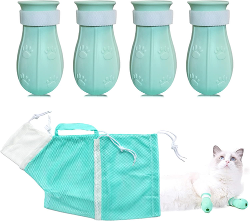 Anti-Scratch Silicone Cat Shoes: Adjustable Multifunctional Anti-Bite ...